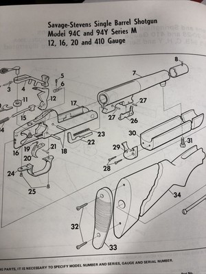 EXPLODED VIEW SAVAGE-STEVEN Single Barrel Shotgun M-94C Series 12/16/20 ...