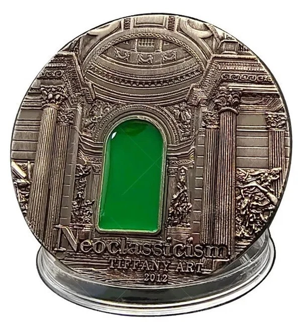 ANTIQUE FINISH SILVER Plated Coin Medal Amber Green Old Arc de Triomphe ...