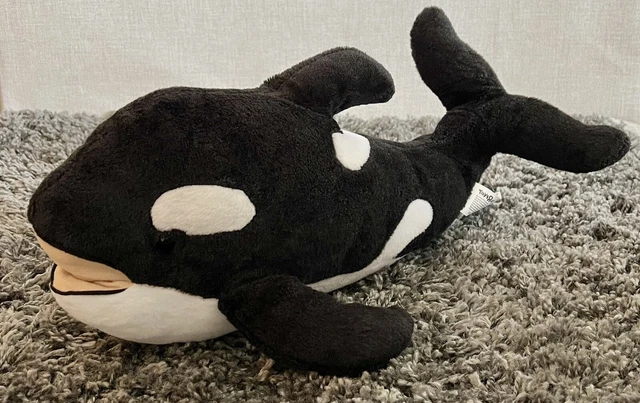 TOYS R US Large Orca Killer Whale Plush Soft Toy Large 16" Long Vintage ...