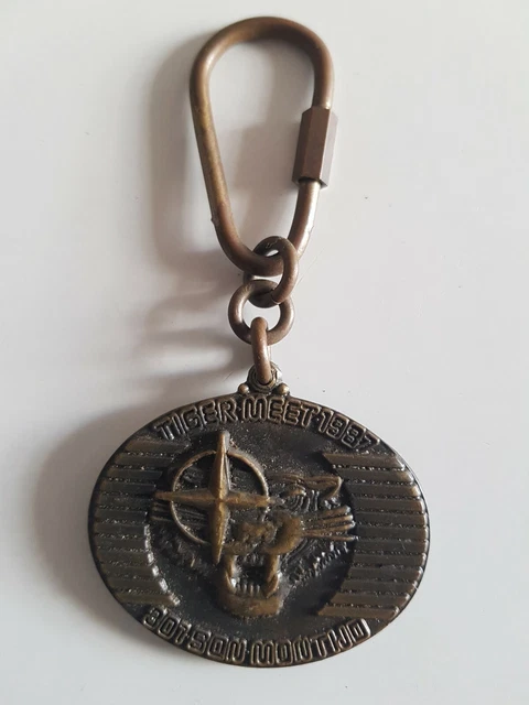 NATO 1987 OTAN Tiger Meet Air Force Army Brass Keychain Keyring Montijo ...