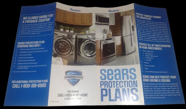 SEARS PROTECTION PLANS Brochure Pamphlet foldable framebale Please read $8.95 - PicClick CA