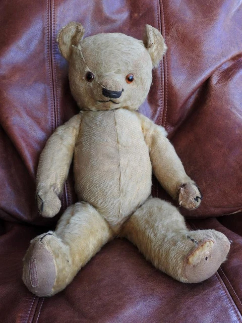 CHAD VALLEY 1930 LABEL 20" (50cm) MOHAIR MAGNA TEDDY BEAR "URI" GLASS ...