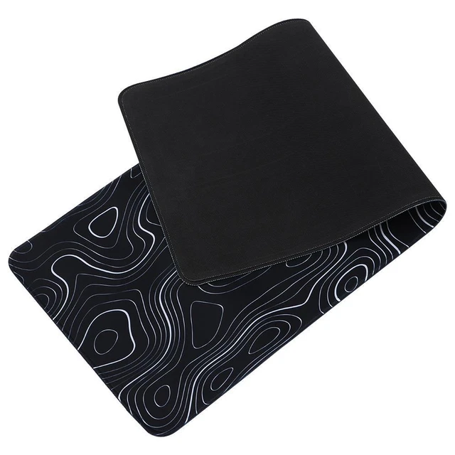 STITCHED EDGES LARGE Line Pattern Desk Pad Black White Mouse Pad Mice ...
