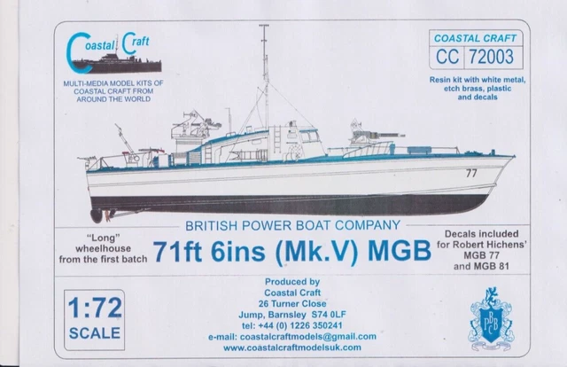COASTAL-CRAFT MODELS 1/72 Scale British Power Boat Company Mgb 77/81 ...