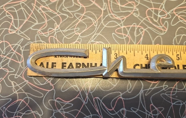 VINTAGE 1957 1958 1959? CHEVROLET EMBLEM SCRIPT Nameplate Badge OEM GM ...