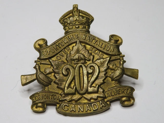 CANADA CEF WW1 Cap Badge The 202nd Battalion (Edmonton Sportsmen's ...