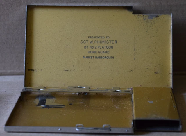 WW2 HOME GUARD cigarette case presented Sgt W Philister No2 Pl Market ...