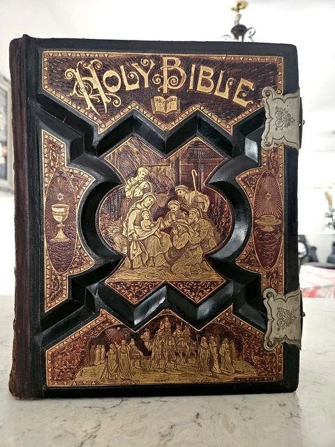 ANTIQUE HOLY BIBLE 1891 self pronouncing parallel columns KJV revised w ...