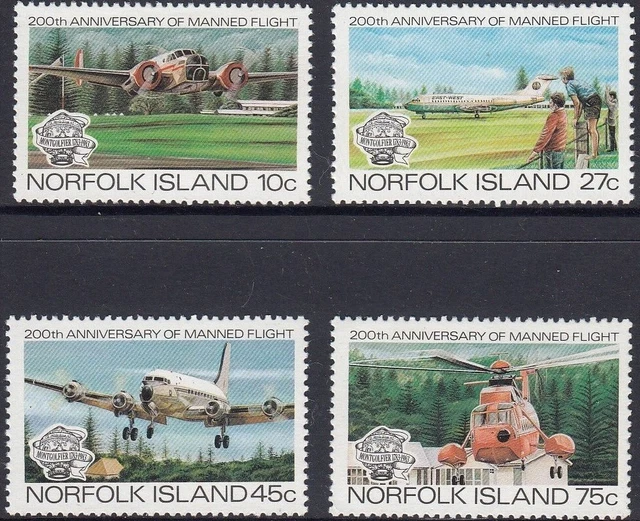 NORFOLK ISLAND 1983 - 200th Anniversary Manned Flight - Set of 4 - MNH ...