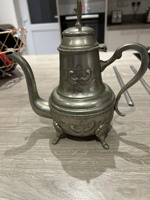 VINTAGE ISLAMIC MIDDLE Eastern Signed Silver Plate Coffee Pot Unusual ...