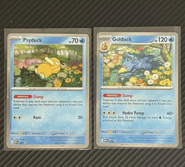 POKÉMON TCG MEGA Evolution Psyduck MEP 007 & Golduck MEP 008 Black Star ...