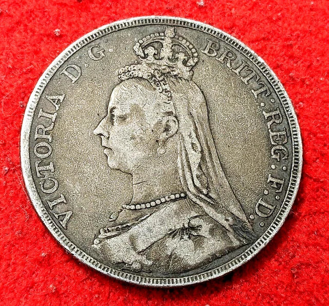 1888 VICTORIAN CROWN Solid Silver Antique Coin Jack the Ripper London ...