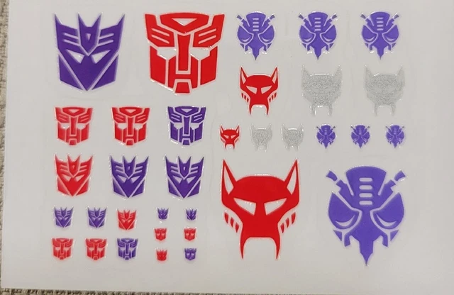 TRANSFORMERS DECEPTICON AUTOBOT BEAST WARS Insignias Stickers Decals MP ...