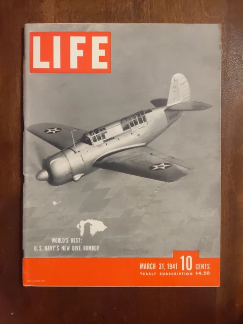 LIFE MAGAZINE MARCH 31, 1941 WWII USS Enterprise Nazi German U-Boat ...