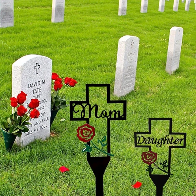 SIGNS DECEASED PLAQUE Grave Decor Grave Markers Memorial Stakes Cross ...
