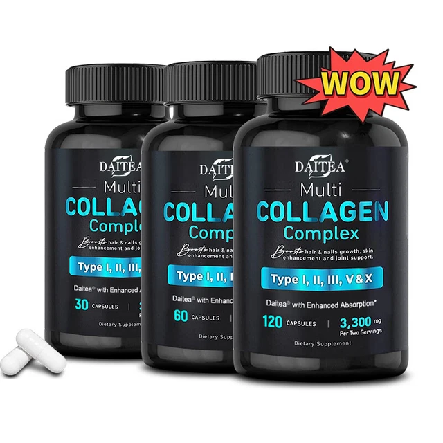 MULTI COLLAGEN COMPLEX TYPES I, I, II, V, AND X Healthier Hair,Skin ...
