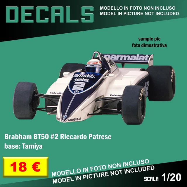 DECALS REPRO F1 Brabham BT50 #2 Riccardo Patrese BMW Tamiya 1/20 1 20 ...