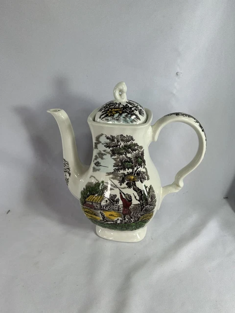 VINTAGE THE HUNTER by Myott Hand Engraved Tall Coffee/Teapot. Made in ...