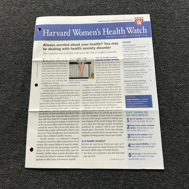 HARVARD MEDICAL SCHOOL Harvard Womens Health Watch September 2018 ...