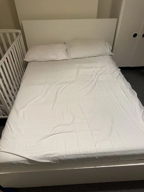 Ikea Bed Double Wood Bed Frame And Mattress £10000 Picclick Uk 4360