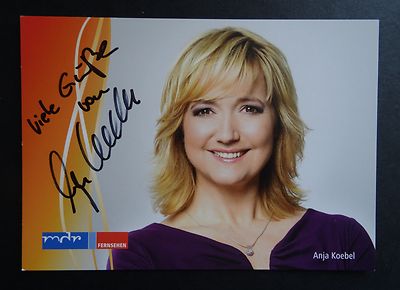 AUTOGRAPH CARD AK Anja Koebel signed original-mdr television presenter ...