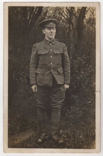 WW1 MILITARY POSTCARD Posed RP View of Army Service Corps ASC Soldier ...