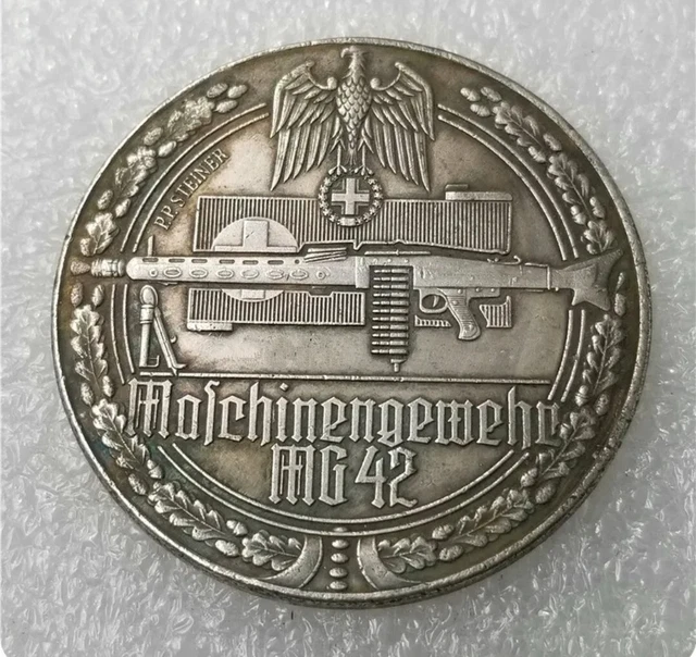 WW2 GERMAN MG42 Machine Gun Propaganda Medal Coin Collectable World ...