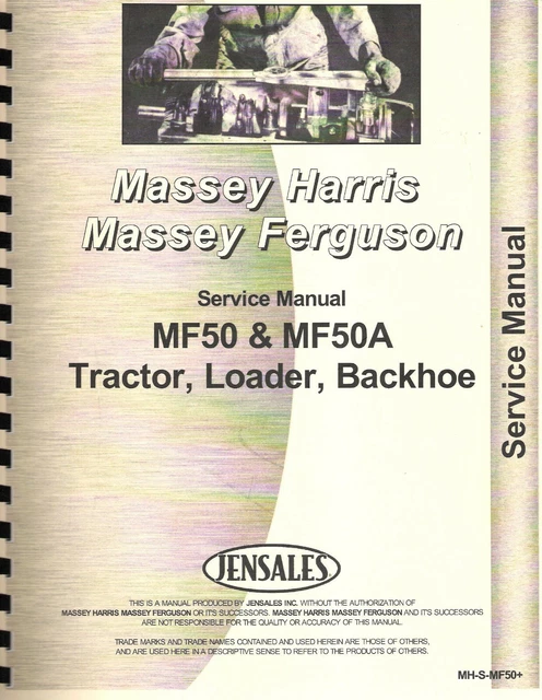 MASSEY HARRIS FERGUSON MF50 MF50A Tractor Loader Backhoe Service Manual ...