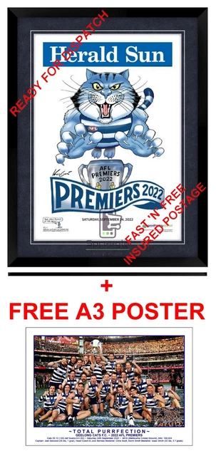 2022 GEELONG CATS Mark Knight Afl Grand Final Poster Matted Framed $134 ...