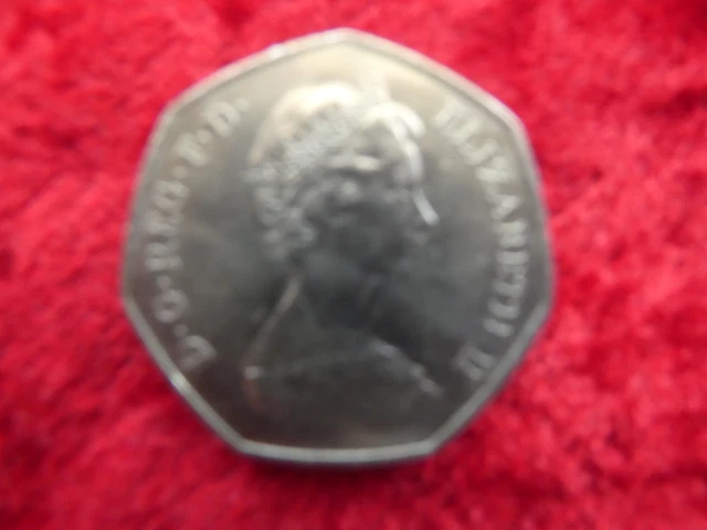 LIMITED EDITION RARE Elizabeth II 1973, D.G.REG.F.D 50 Pence, Circle of ...