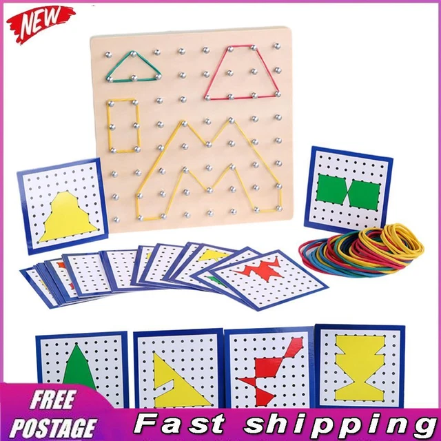 WOODEN GEOBOARD MOTOR Skills Toy Matrix 8x8/7x7 for Kids 3 Years Old ...