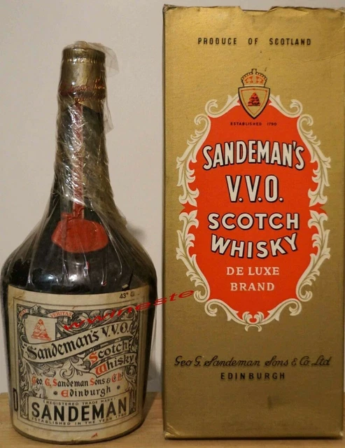RARE ANCIENNE BOUTEILLE SANDEMAN 's Scotch Whisky V.V.O. 75cl 1950 1960 ...