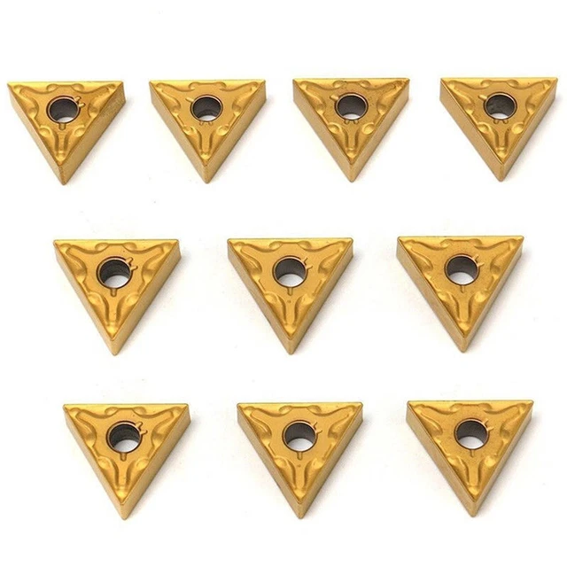 ADVANCED GOLD CARBIDE Triangular Inserts for Lathe Cutting Tools Pack ...