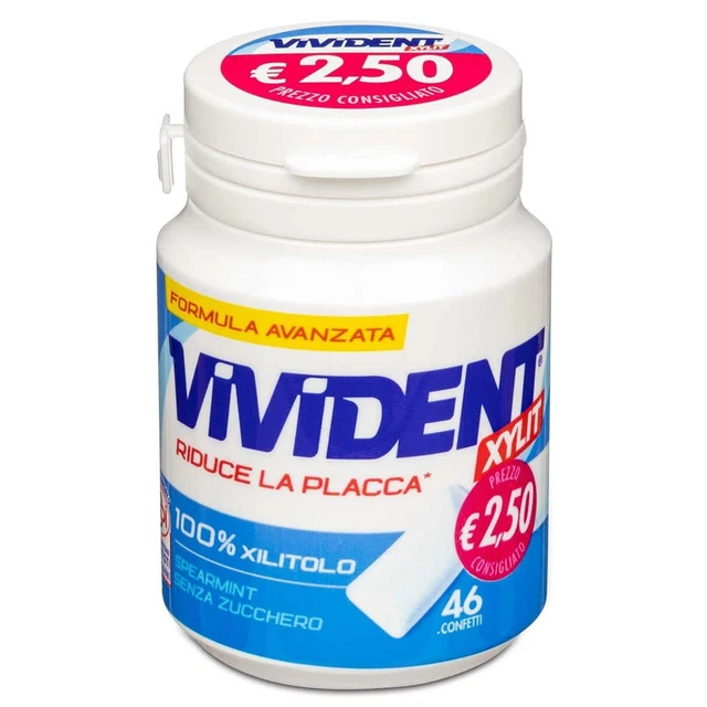 BARATTOLO DA 46 Confetti Gomme Da Masticare Vivident Xylit Con Xilitolo ...