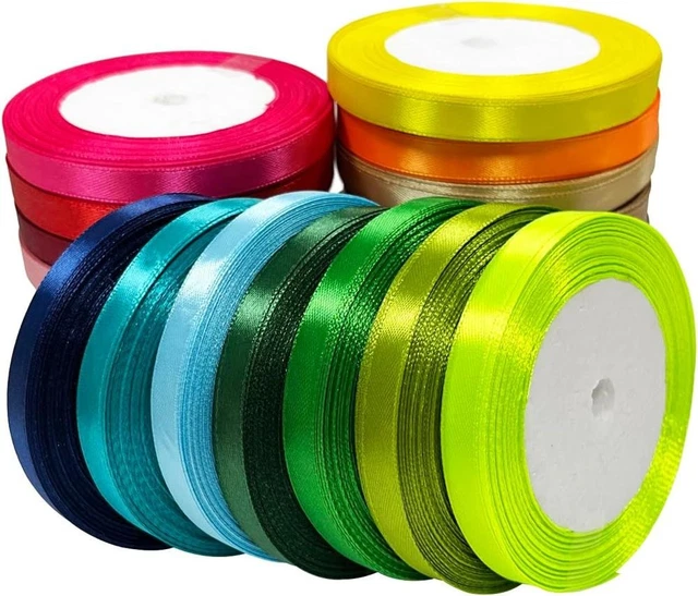 SATIN RIBBON, 10MM × 22m Double Sided Polyester Gift Wrapping Ribbon ...