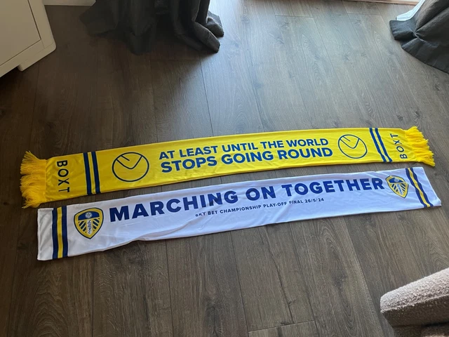 LEEDS UNITED PROMOTION scarf 2024-25 & Wembley Play Off Scarf 2023-24 £ ...