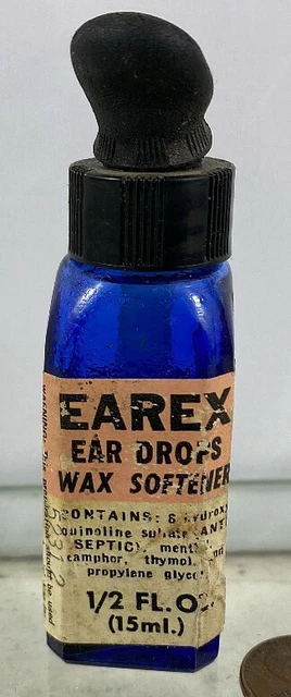 VINTAGE 1940'S LABELED Cobalt Bottle Earex Ear Drops £9.49 - PicClick UK