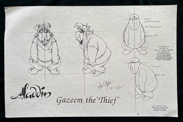 ALADDIN MODEL SHEET GAZEEM THE THEIF Disney ANIMATION Research PRINT 1 ...