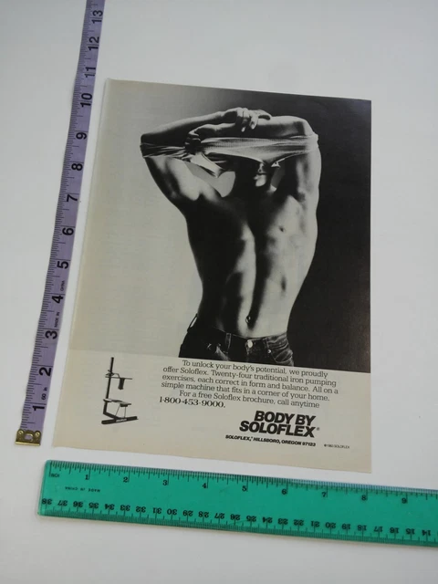 VINTAGE CLIPPING - muscular bare chested man Body by Soloflex gym Print ...