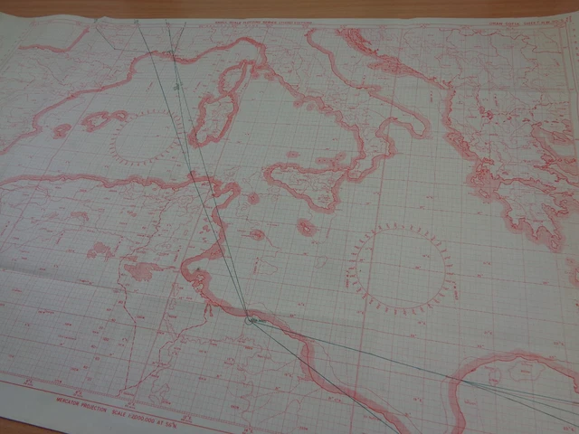 WW2 RAF PLOTTING map of THE MEDITERRANEAN entitled "ORAN - SOFIA" £59. ...