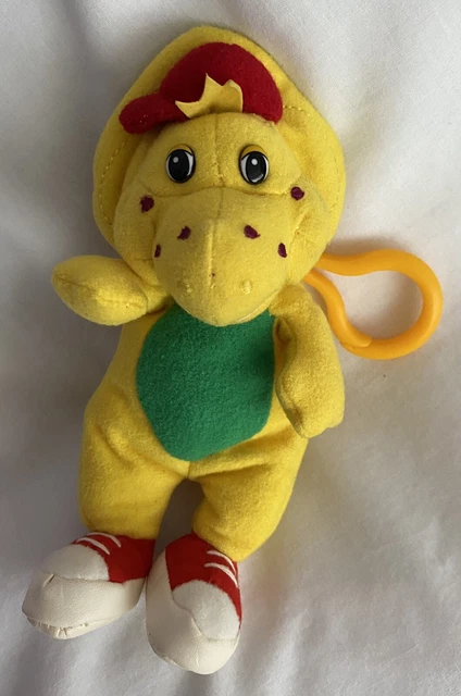 BARNEY THE DINOSAUR ~ Bj ~ Plush Keyring Clip ~ Golden Bear ~ Vintage ...