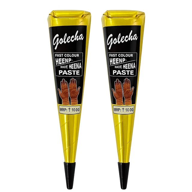 2X TUBE ORIGINAL - Golecha Henna Cone 25g – Mehndi Paste - (schwarz ...