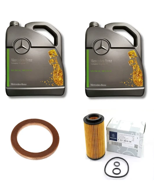 MERCEDES-BENZ GENUINE OIL Filter Engine Oil 10L Plug Gasket Kit C-Class ...