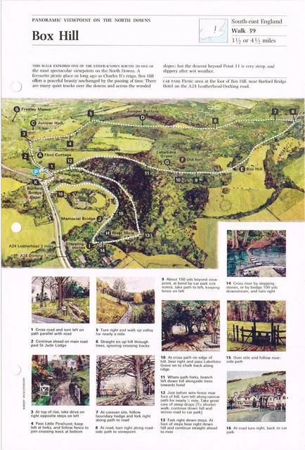 BOX HILL SURREY Vintage Walking Route & Map circa 1975 #39 £2.49 ...