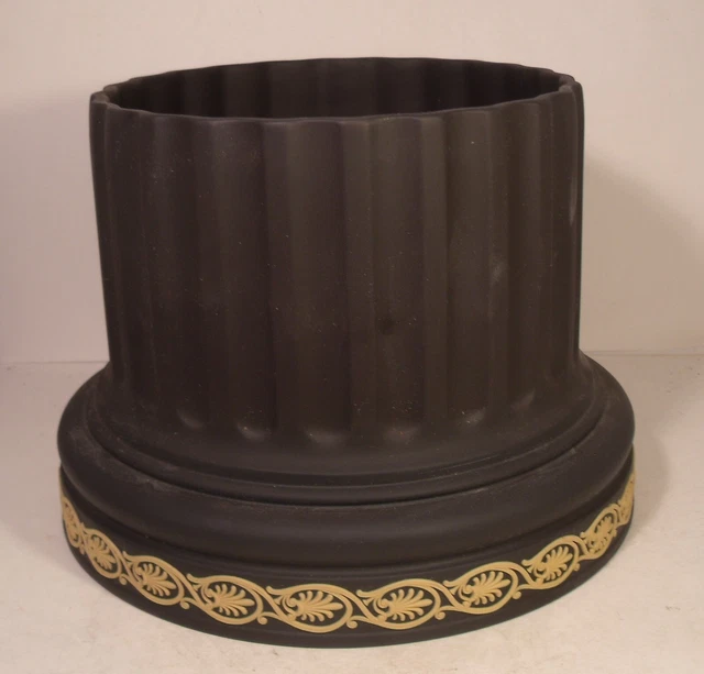 RARE WEDGWOOD BLACK Basalt Ware Large Column Vase Gold Trim Library ...