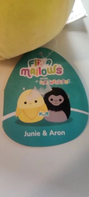 SQUISHMALLOWS FLIP-A-MALLOW JUNIE Aron Yellow Banana Black Monkey WITH ...