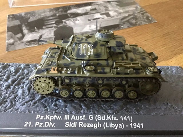 1:72 DE AGOSTINI WWII Panzer Pz.Kpfw. III Ausf. G (Sd.Kfz. 141) 21. Pz.Div. 1941 EUR 10,95 ...