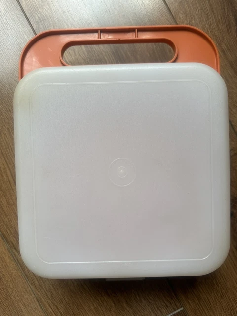 VINTAGE TUPPERWARE LUNCH Box With Road Signs Design White & Orange 70s ...