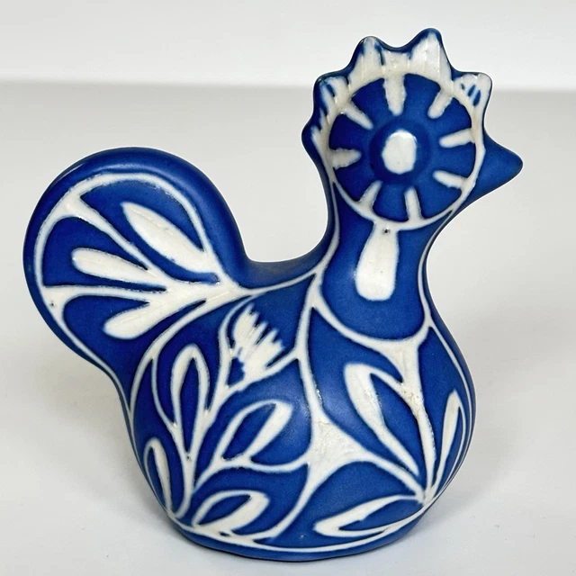 VINTAGE PABLO ZABAL Ceramic Blue and White Cockerel Chicken Pottery ...