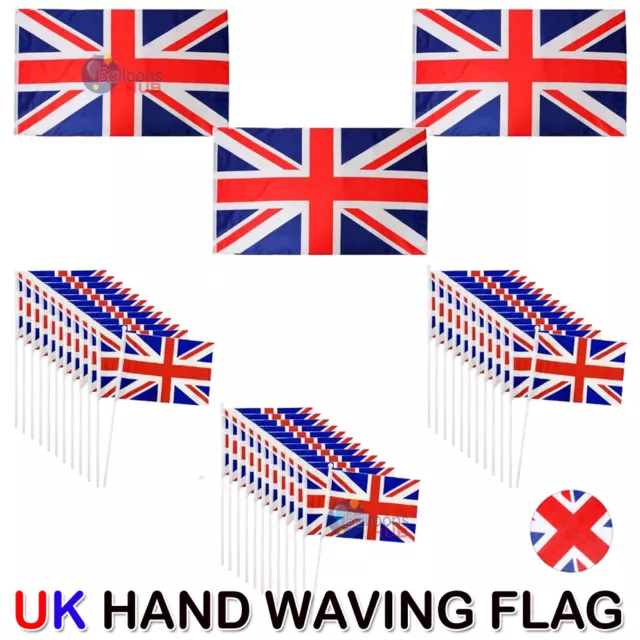 UNION JACK FLAG Small Hand Waving 20, 40, 100 PCS British Party Event ...
